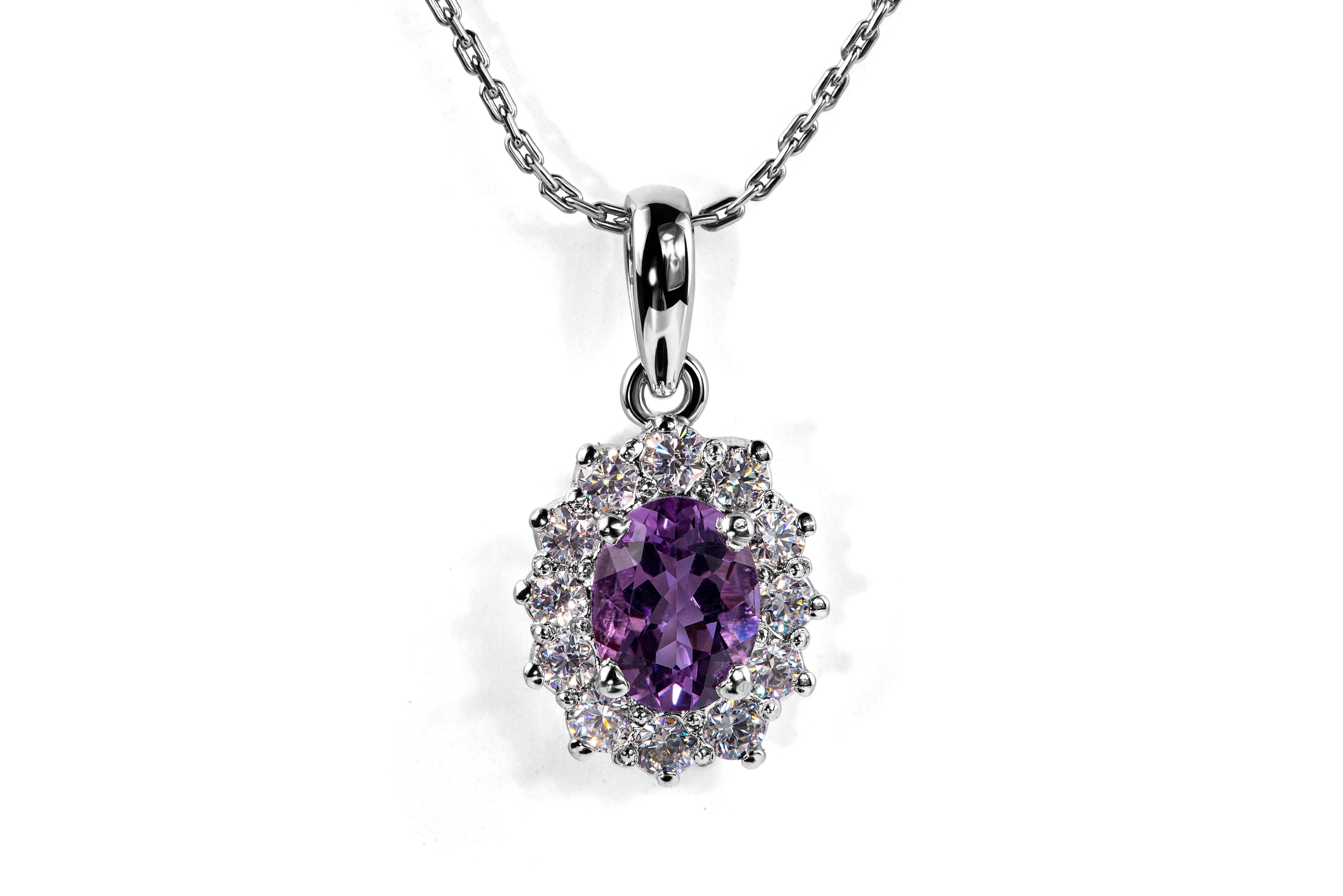 Gemstone Of February Amethyst In 925 Silver Necklace – Zanvari