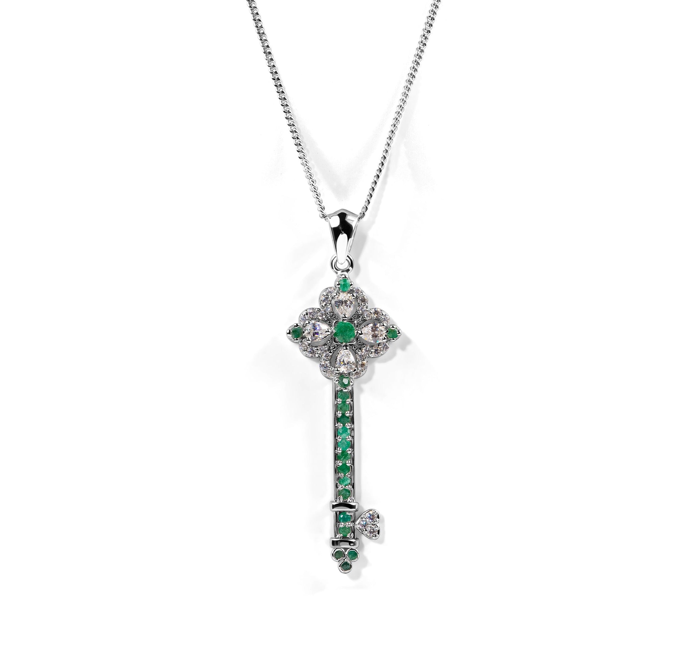 Natural Emerald In Sterling Silver Necklaces – Zanvari