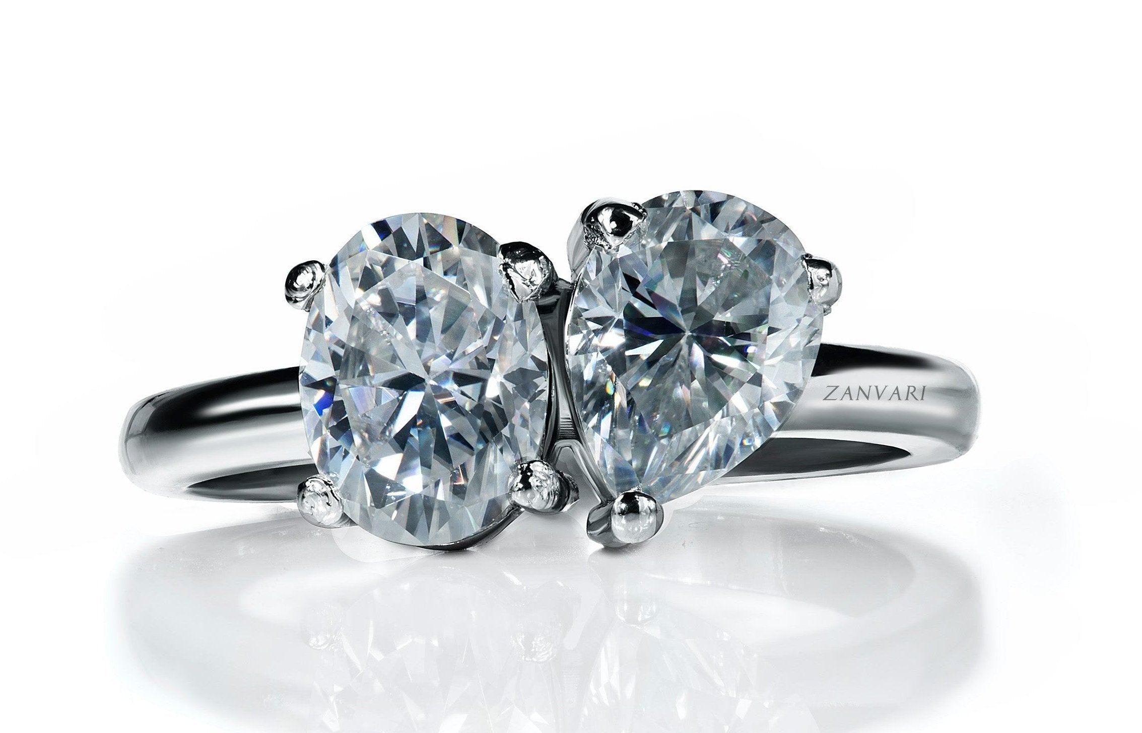 Fancy Cut Moissanite Ring In Silver By Zanvari