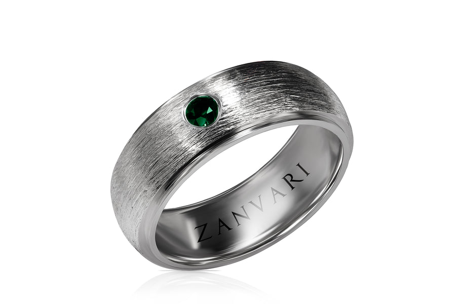 Natural Emerald Male Wedding Band- Silver Edition – Zanvari