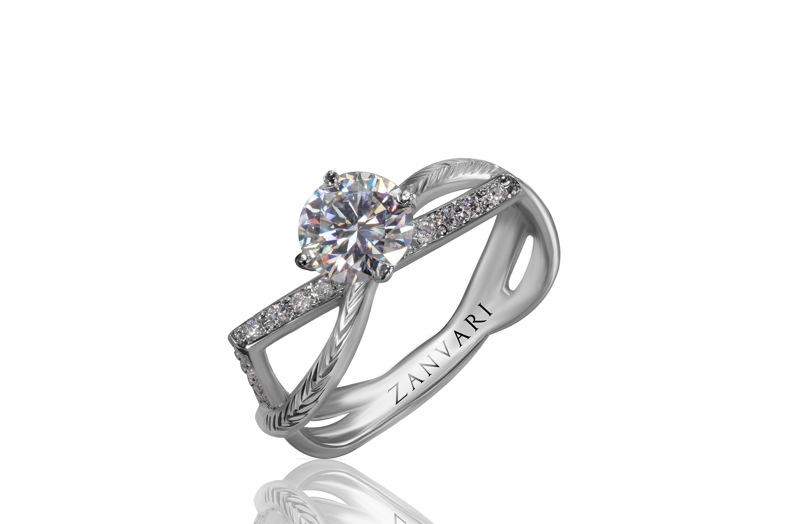 Proposal Ring In Silver-Diamond Alternative – Zanvari