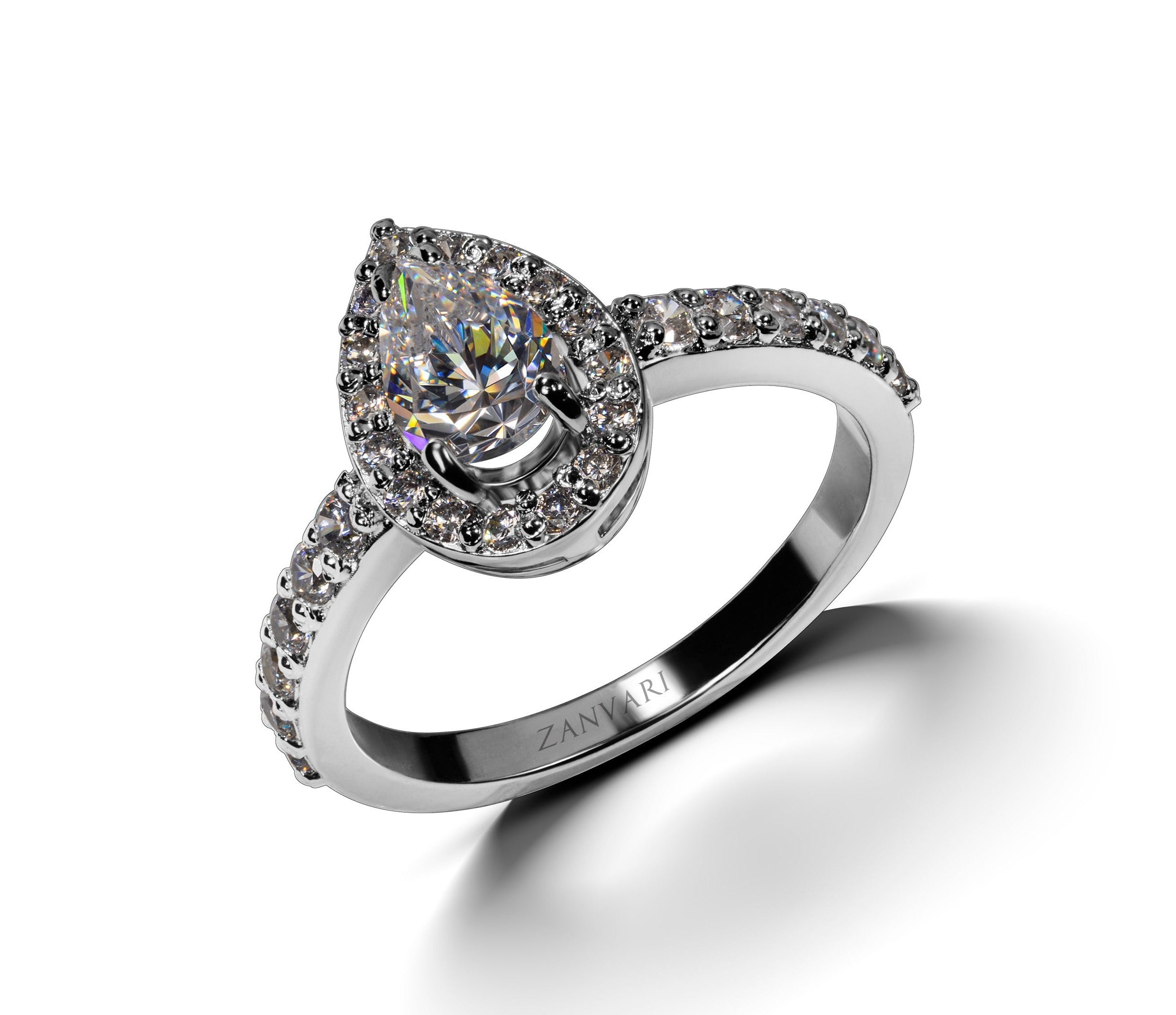 Handcrafted 1 Carat Pear-Shaped Moissanite Rings in Sterling Silver ...